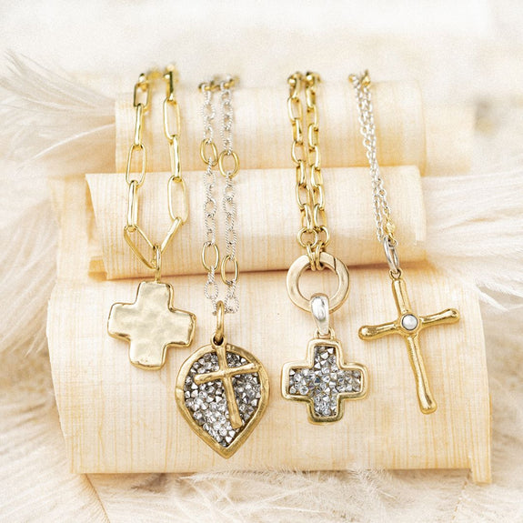 Lotus Cross Kristal Charm | Waxing Poetic