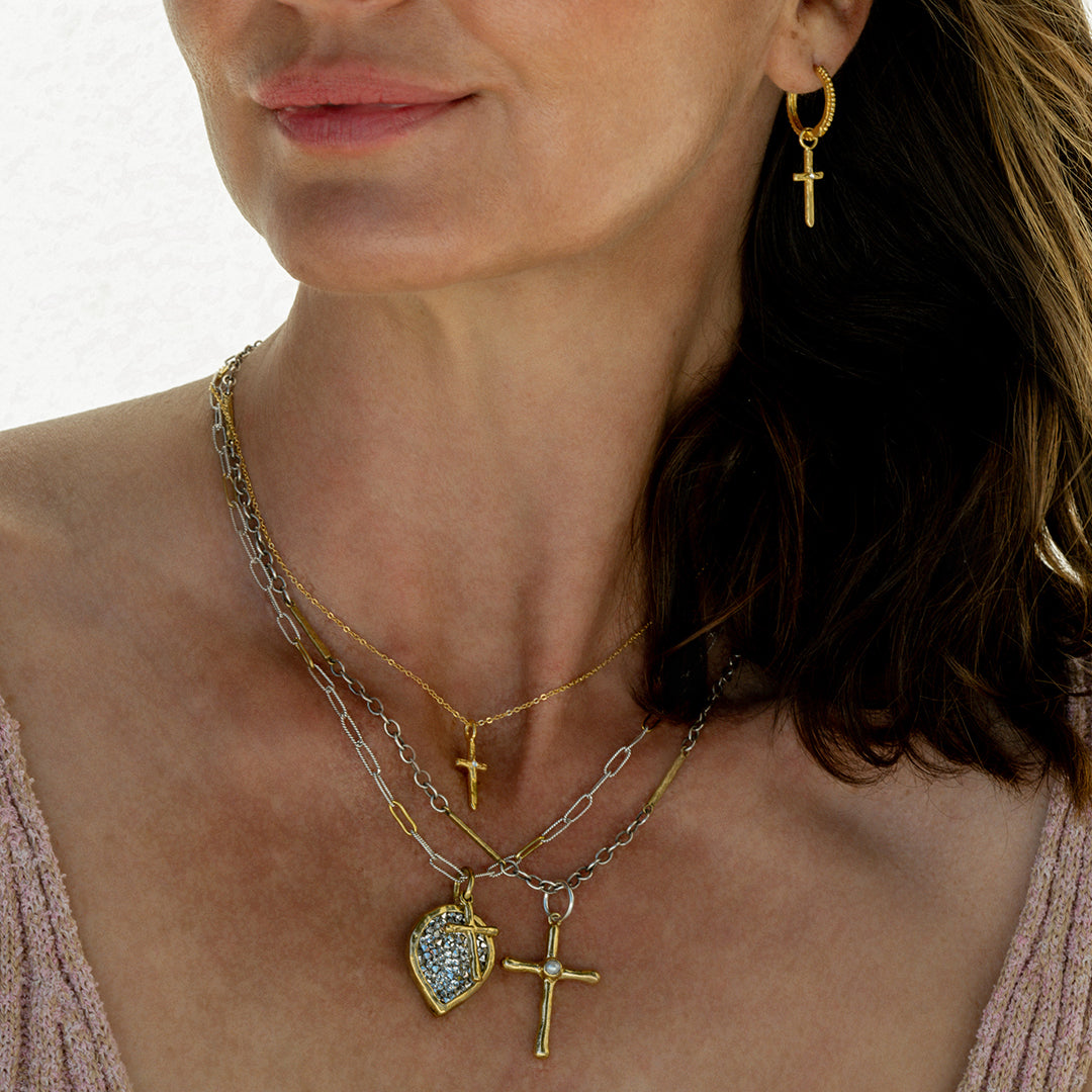 Lotus Cross Kristal Charm | Waxing Poetic