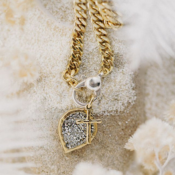 Lotus Cross Kristal Charm | Waxing Poetic